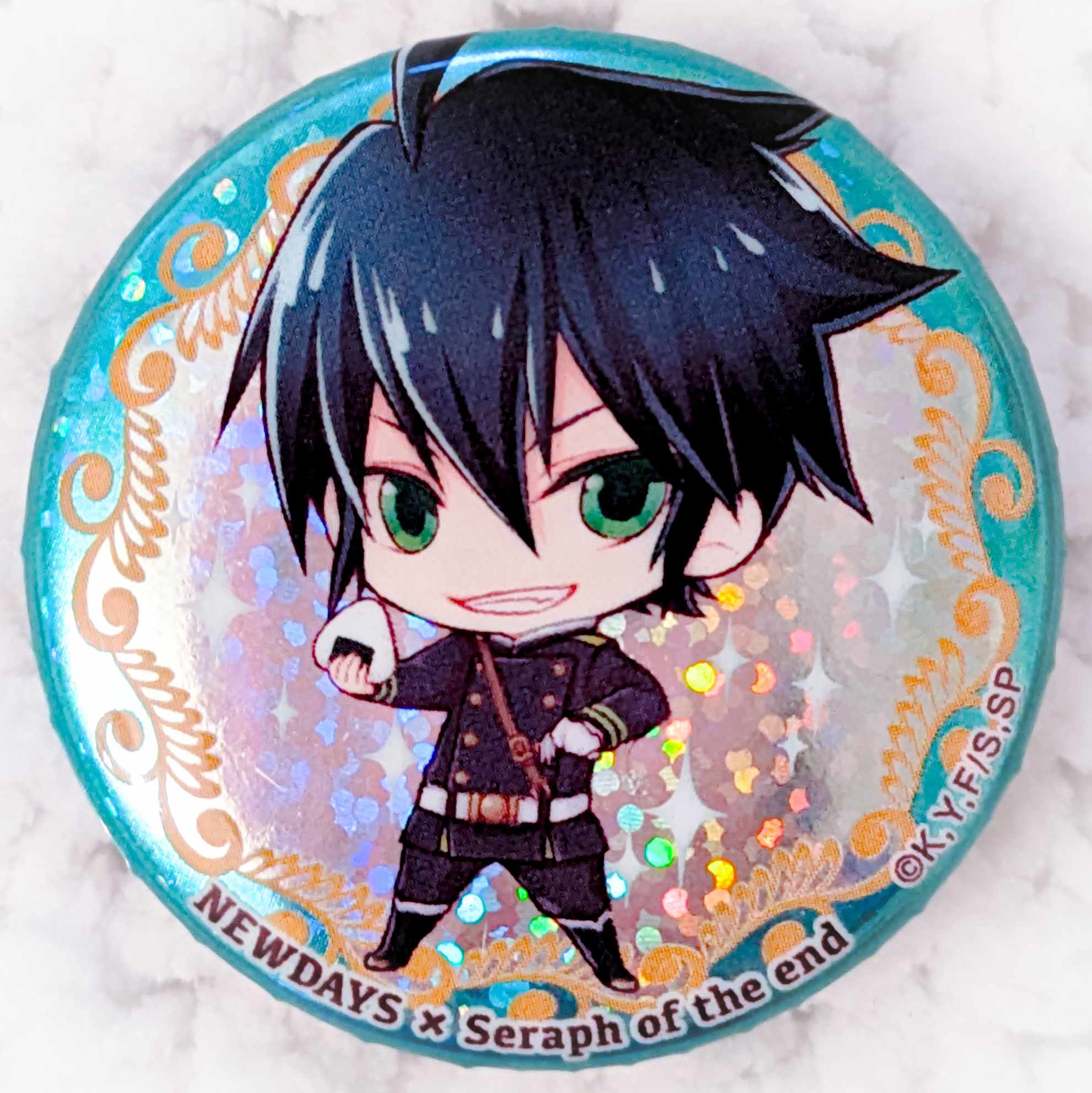 Yuichiro Hyakuya - Seraph of the End Anime Glitter Chibi Pin Badge But ...