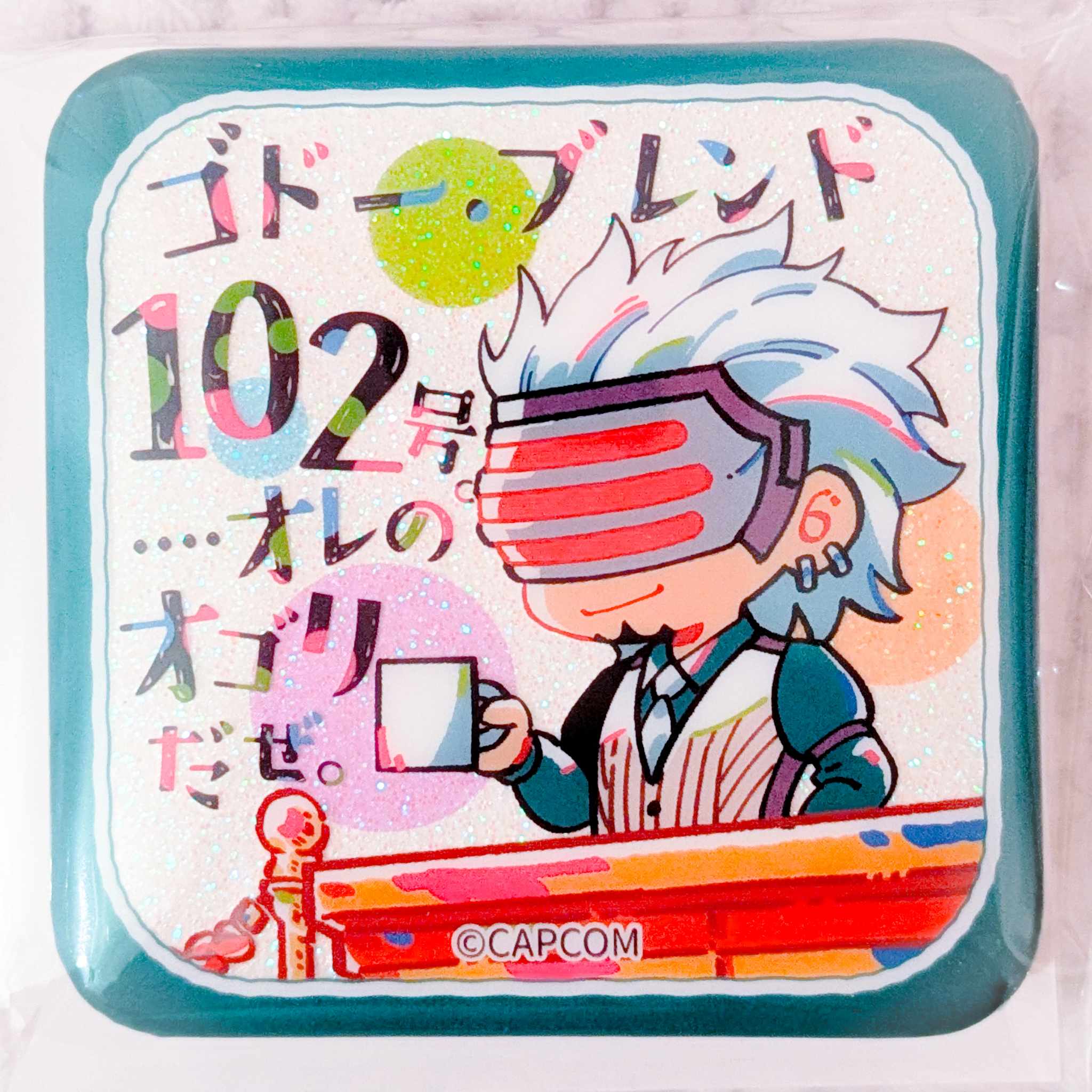 Godot - Ace Attorney Capcom Square Shaped Glitter Pin Badge Button ...